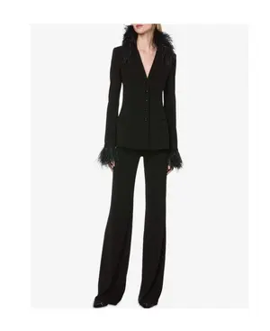 Alberta Ferretti Embellished Single-breasted Blazer With Feather Trim