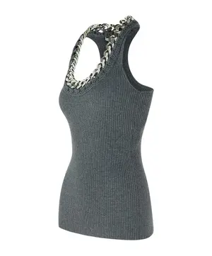 Stella McCartney Ribbed Tank Top With Chunky Chain Detail