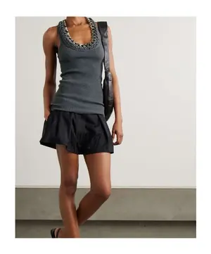 Stella McCartney Ribbed Tank Top With Chunky Chain Detail