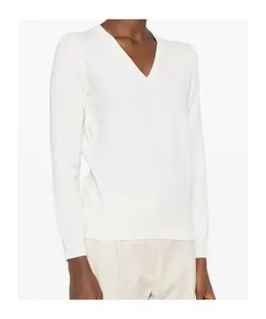 Brunello Cucinelli V-neck Long Sleeve Sweater - White