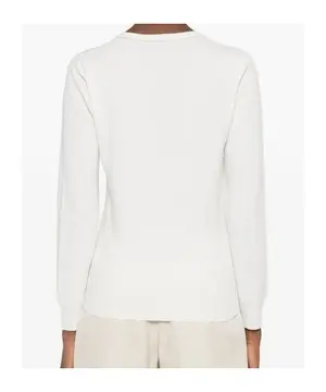 Brunello Cucinelli V-neck Long Sleeve Sweater - White