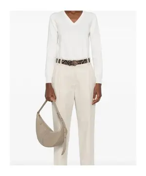 Brunello Cucinelli V-neck Long Sleeve Sweater - White