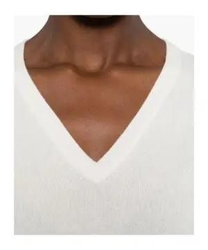 Brunello Cucinelli V-neck Long Sleeve Sweater - White