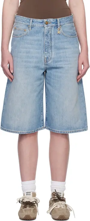 Amiri Light Wash Distressed Denim Shorts