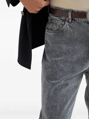 Brunello Cucinelli Logo Patch Straight-leg Jeans - Medium Gray
