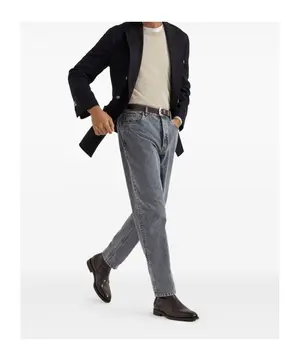 Brunello Cucinelli Logo Patch Straight-leg Jeans - Medium Gray