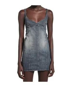 Balenciaga Corseted Denim Mini Dress