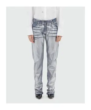 MSGM Metallic Straight Leg Jeans - Gray