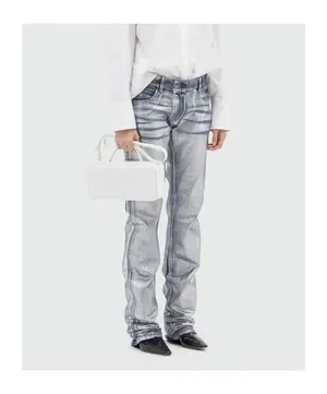 MSGM Metallic Straight Leg Jeans - Gray