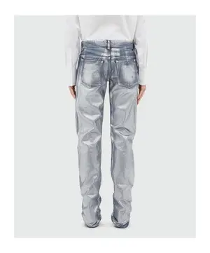 MSGM Metallic Straight Leg Jeans - Gray