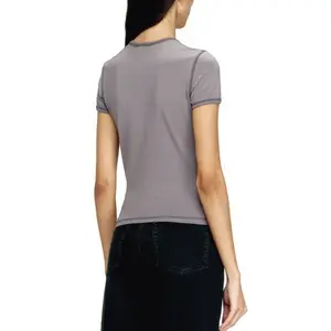DIESEL® Crewneck T-shirt With Embellished Heart - Gray