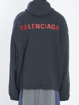 Balenciaga Oversized Layered Denim And Fleece Jacket