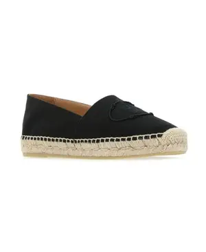 Prada Embroidered Logo Espadrilles - Black