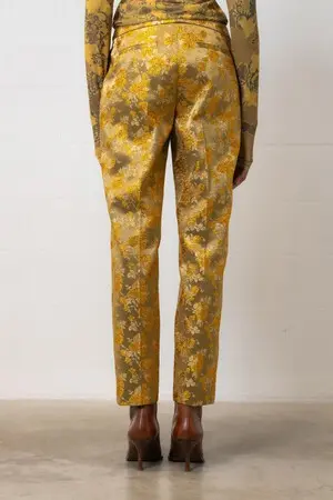 Dries Van Noten Floral Jacquard Straight Leg Trousers