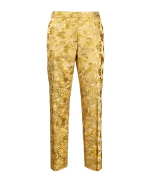 Dries Van Noten Floral Jacquard Straight Leg Trousers - Yellow