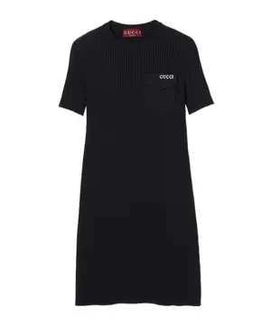 Gucci Logo Intarsia Short-sleeve Dress