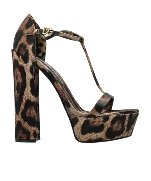 Dolce & Gabbana Leopard Print Platform Heeled Sandals