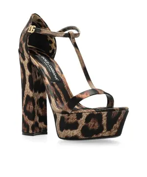 Dolce & Gabbana Leopard Print Platform Heeled Sandals