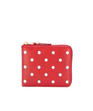 Comme Des Garçons Dot Printed Zip-around Wallet - Red