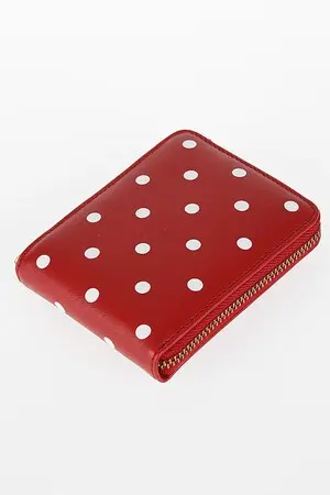 Comme Des Garçons Dot Printed Zip-around Wallet - Red