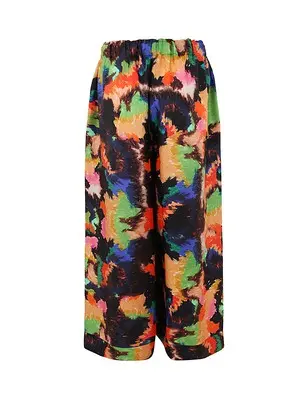 DANIELA GREGIS Abstract Pattern Silk Twill Trousers - Multicolor