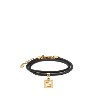 Fendi Double Wrap Bracelet With Ff Charm - Black