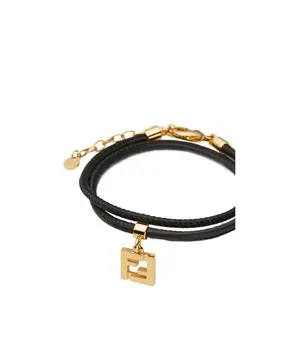Fendi Double Wrap Bracelet With Ff Charm - Black
