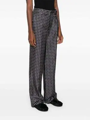 Prada Pattern-printed Wide-leg Trousers - Blue