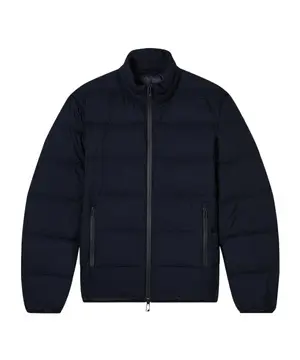 Emporio Armani Water-repellent, Quilted Nylon Down Jacket With Jacquard Logo Lettering