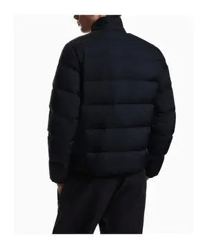 Emporio Armani Water-repellent, Quilted Nylon Down Jacket With Jacquard Logo Lettering