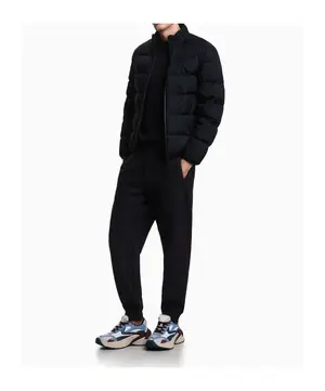 Emporio Armani Water-repellent, Quilted Nylon Down Jacket With Jacquard Logo Lettering