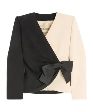 Valentino Garavani Wool Crepe Jacket With Contrasting Bow Detail