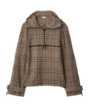 Burberry Checked Hooded Half-zip Jacket - Brush