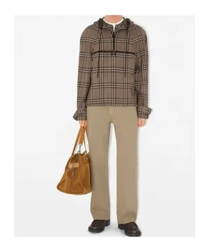 Burberry Checked Hooded Half-zip Jacket - Brush