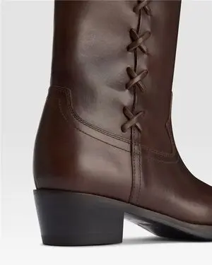 Paris Texas Square Toe Lace-up Boots - Chocolate