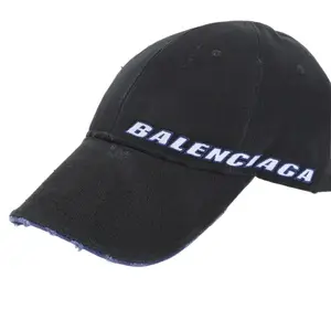 Balenciaga Logo Embroidered Baseball Cap - Black