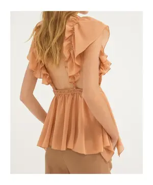 Chloé Ruffled Sleeveless Silk Blouse