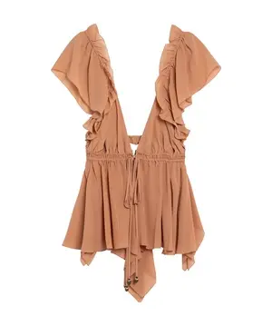 Chloé Ruffled Sleeveless Silk Blouse - Pink