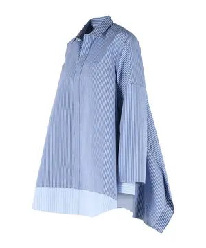 Sacai Striped Shirt With Mesh Sleeves