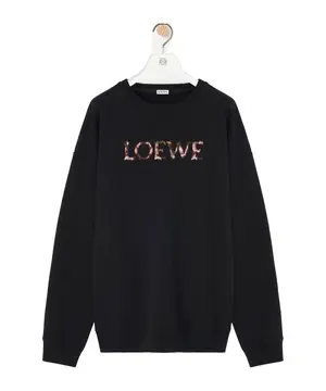 Loewe Logo Embroidered Crewneck Sweatshirt - Black