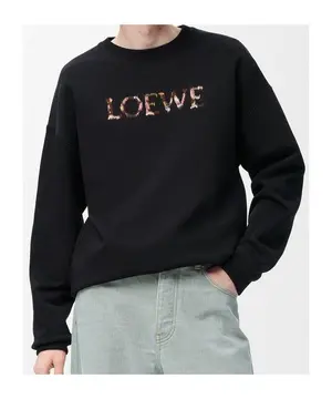 Loewe Logo Embroidered Crewneck Sweatshirt - Black