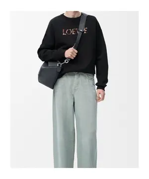 Loewe Logo Embroidered Crewneck Sweatshirt - Black
