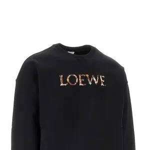 Loewe Logo Embroidered Crewneck Sweatshirt - Black