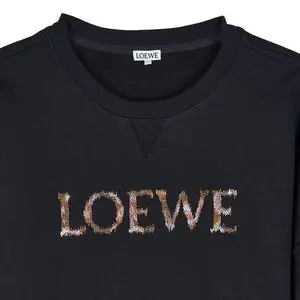 Loewe Logo Embroidered Crewneck Sweatshirt - Black