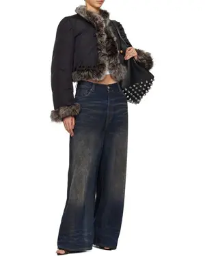 Alexander Wang Fur Trim Cardigan Puffer Coat