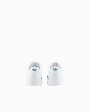 Emporio Armani Round Toe Low Top Lace Up Sneakers