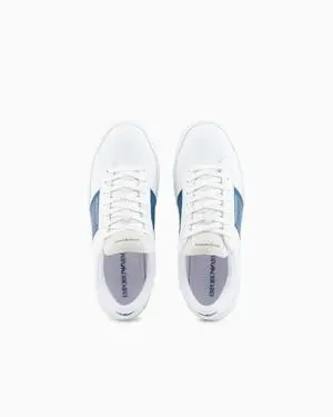 Emporio Armani Round Toe Low Top Lace Up Sneakers