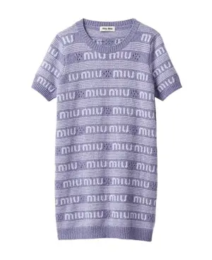Miu Miu Logo-intarsia Knitted Mini Dress - No