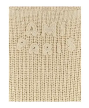 AMI Paris Long-sleeved V-neck Jumper With Crochet Patch - No