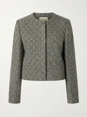Gucci Shimmery Monogrammed Tweed Jacket